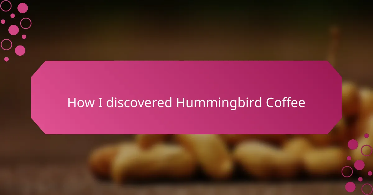 How I discovered Hummingbird Coffee - philsplacenz.com